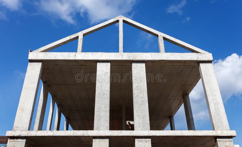Reinforced Concrete Frame of a Building Under Construction Stock Photo ...