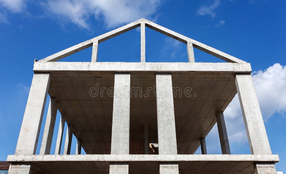 Reinforced Concrete Frame of a Building Under Construction Stock Photo ...