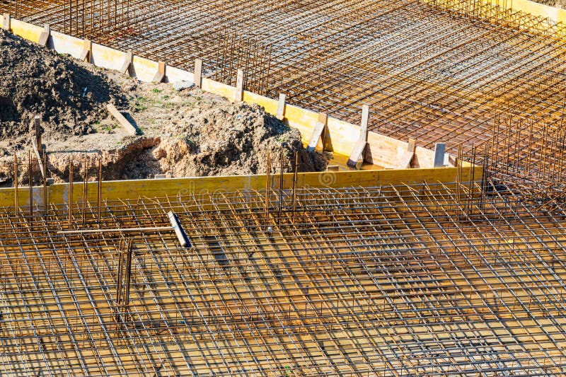 Reinforced Concrete Mix for a Building Foundation Stock Image - Image ...