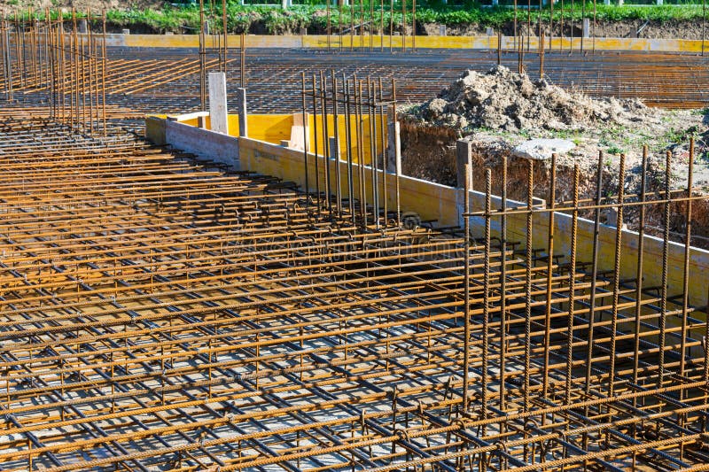 Reinforced Concrete Mix for a Building Foundation Stock Image - Image ...