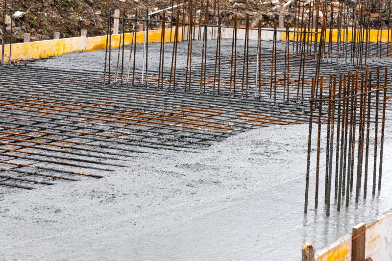 Reinforced Concrete Mix for a Building Foundation Stock Image - Image ...