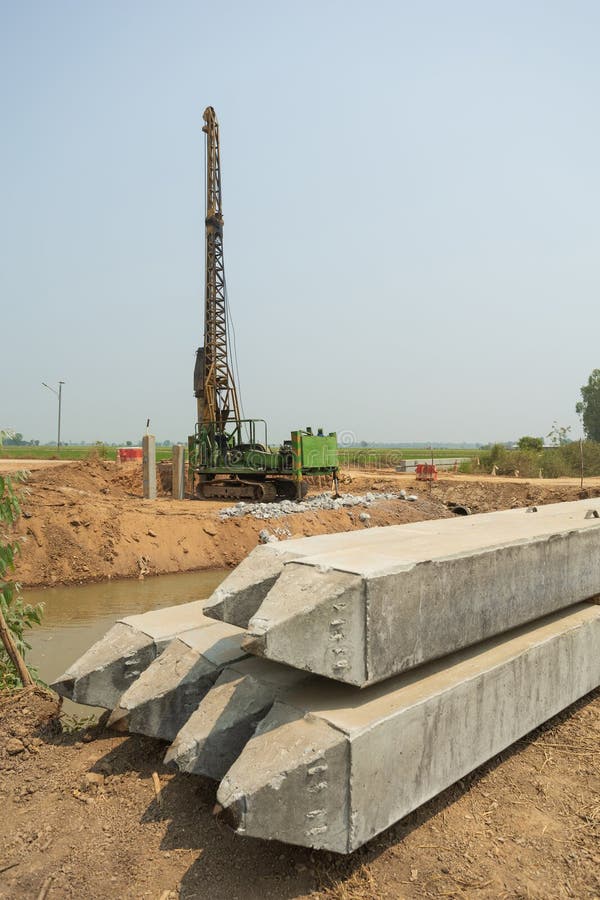 Reinforced Concrete Piles for Bridge Foundations Stock Photo - Image of ...