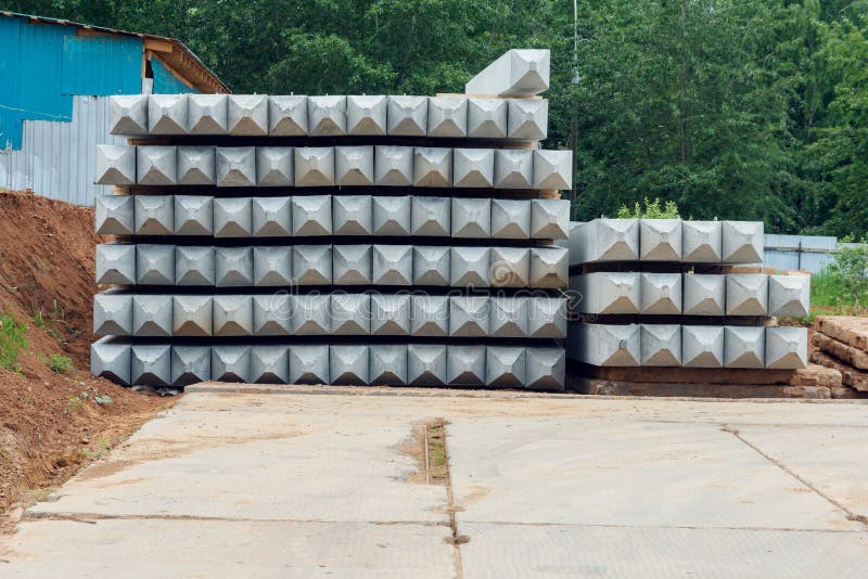 Reinforced Concrete Piles for the Foundation of the Building. Stock ...