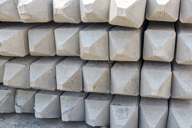 Reinforced Concrete Piles on the Site of an Open Workshop Stock Image ...