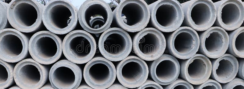 Reinforced Concrete Pipe Stacking on the Floor Stock Photo - Image of ...