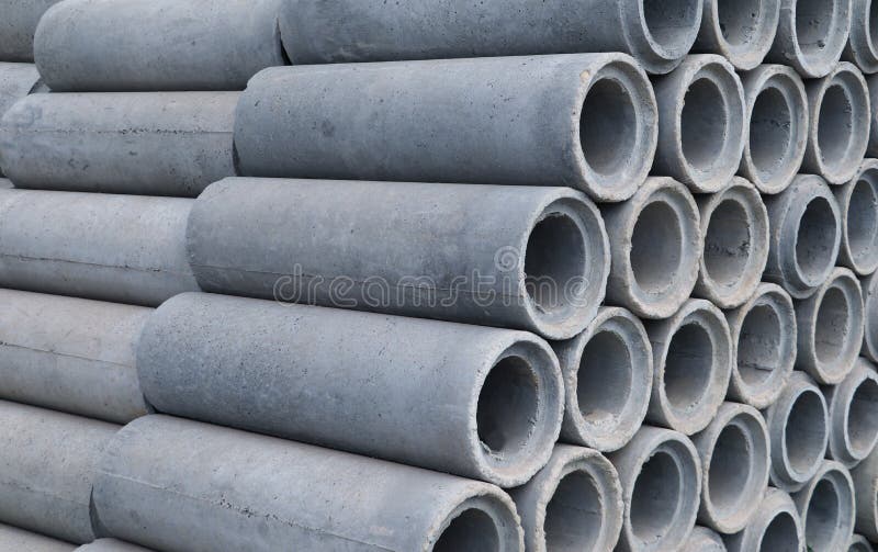 Reinforced Concrete Pipe Stacking on the Floor Stock Image - Image of ...