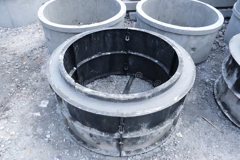 Reinforced Concrete Pipe Stacking on the Floor Stock Image - Image of ...