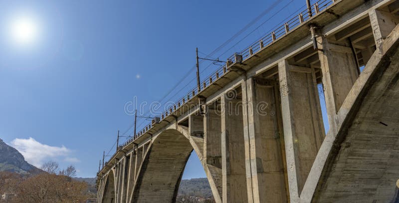 Reinforced Concrete Railway Bridge Stock Photo - Image of raised ...