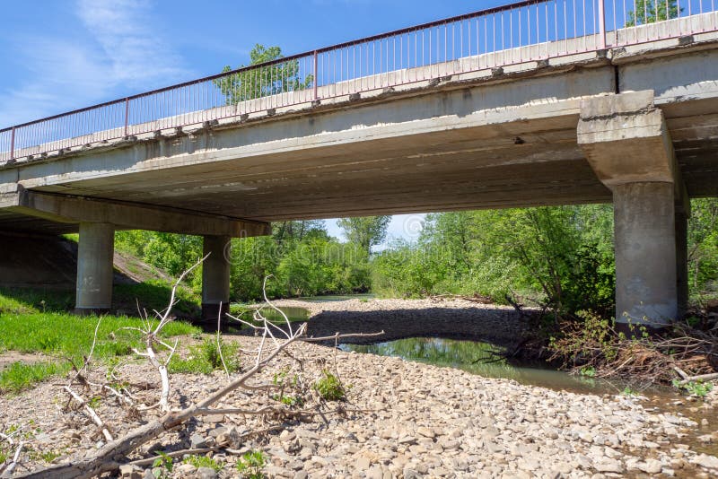 Reinforced Concrete Road Bridge Over the River. Stock Photo - Image of ...