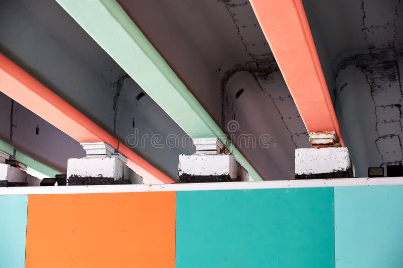 Reinforced Concrete Road Bridge Supports Stock Photo - Image of ...