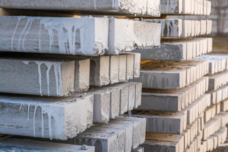 Reinforced concrete stakes stock photo. Image of white - 171822816