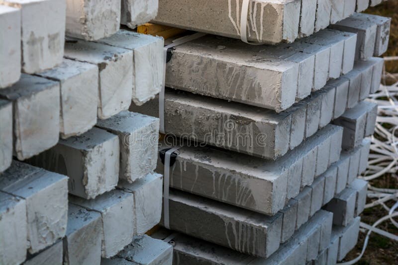 Reinforced concrete stakes stock image. Image of engineering - 194128311