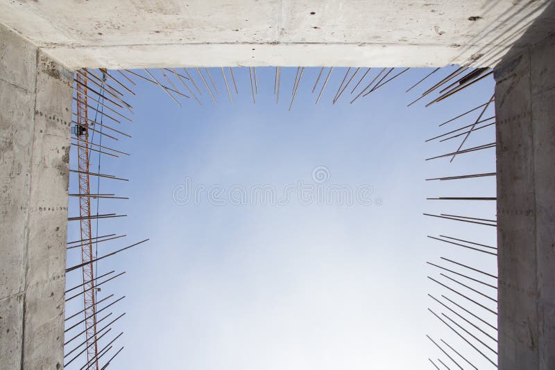 Reinforced Concrete Structure Against the Blue Sky. Foundation ...