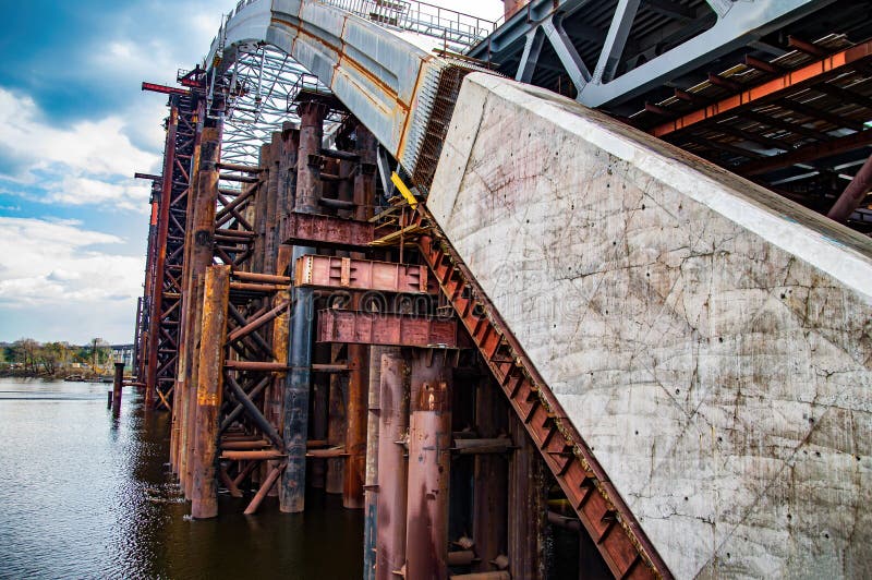 Reinforced Concrete Structure of the Bridge Under Construction Stock ...
