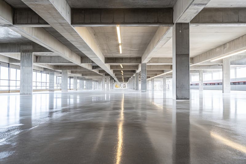Reinforced Concrete Structure Under Construction with Polished Floors ...