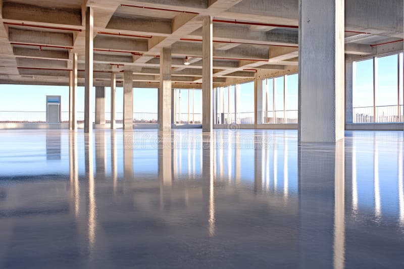Reinforced Concrete Structure Under Construction with Polished Floors ...