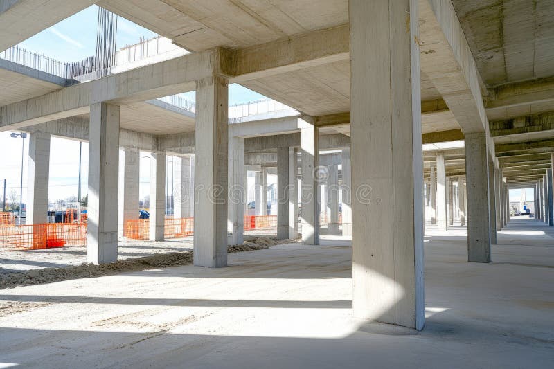 Reinforced Concrete Structure Under Construction with Polished Floors ...