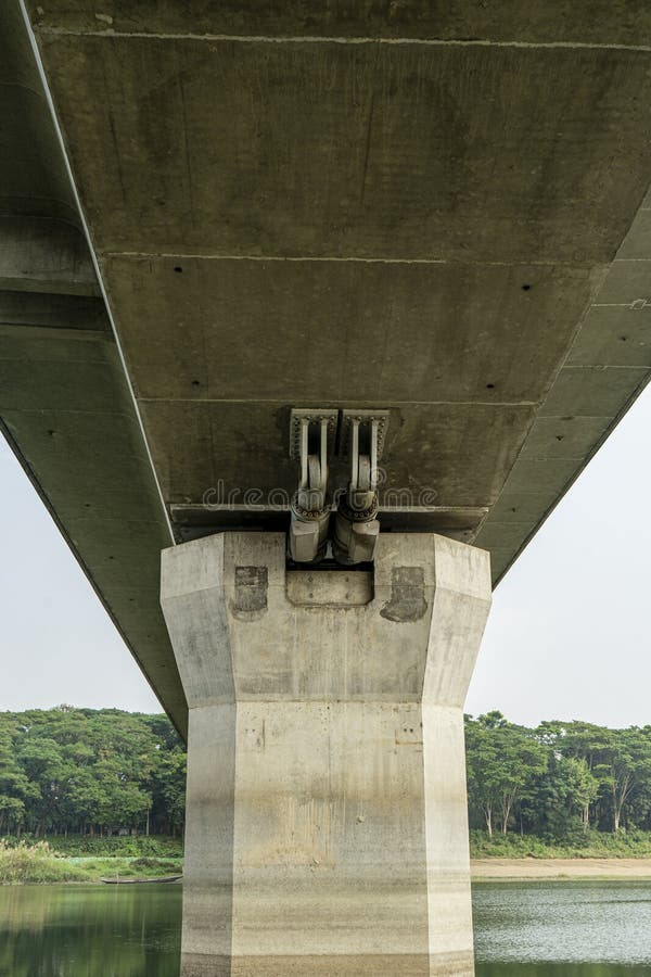 Reinforced Concrete Support for a Road Bridge Stock Photo - Image of ...