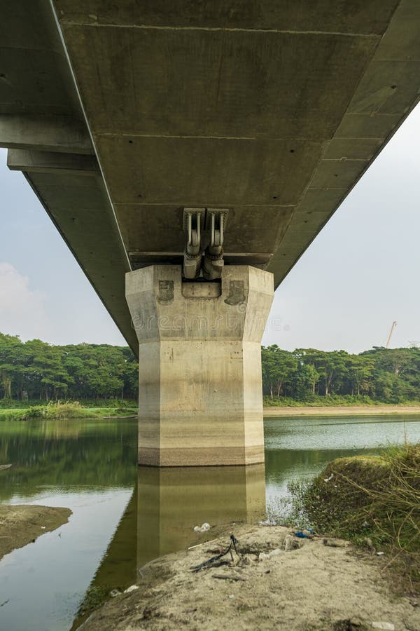Reinforced Concrete Support for Road Bridge Stock Photo - Image of ...