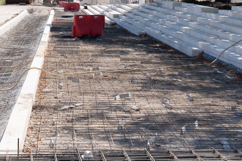 Reinforced Concrete Work in the Street Stock Image - Image of abstract ...