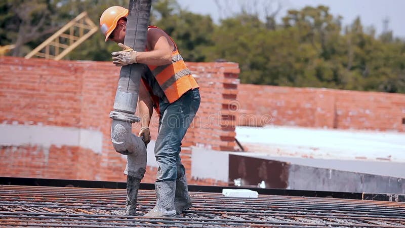 Cement is Poured into the Formwork. Formwork Creation. Pouring Cement ...