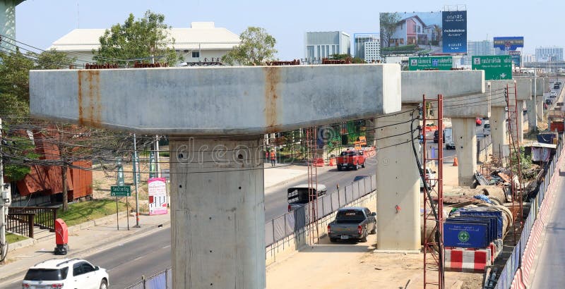 Reinforced Elevated Concrete Structure at Construction Site Editorial ...