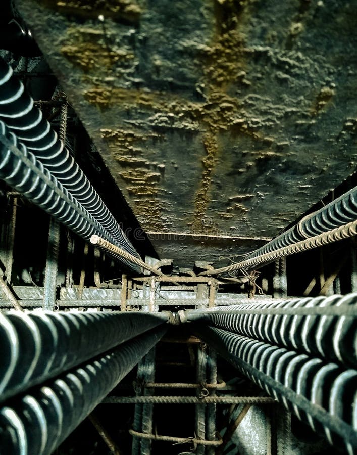 Reinforced Interior Structure of Concrete Column Top View Stock Photo ...