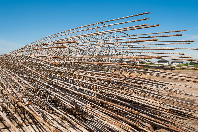 Reinforced steel rods. stock image. Image of foundation - 76897799