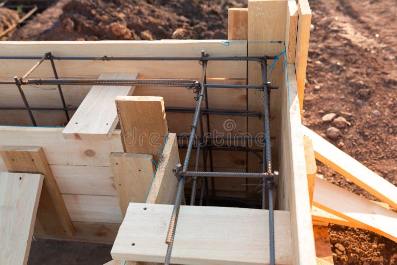 Reinforcement of the Corners for House Foundation Stock Photo - Image ...