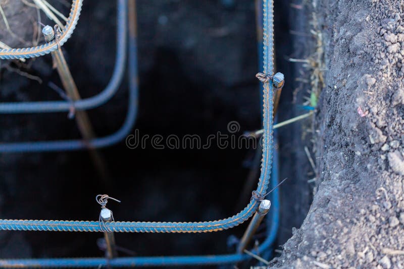 Reinforcement of the Corners for House Foundation Stock Photo - Image ...