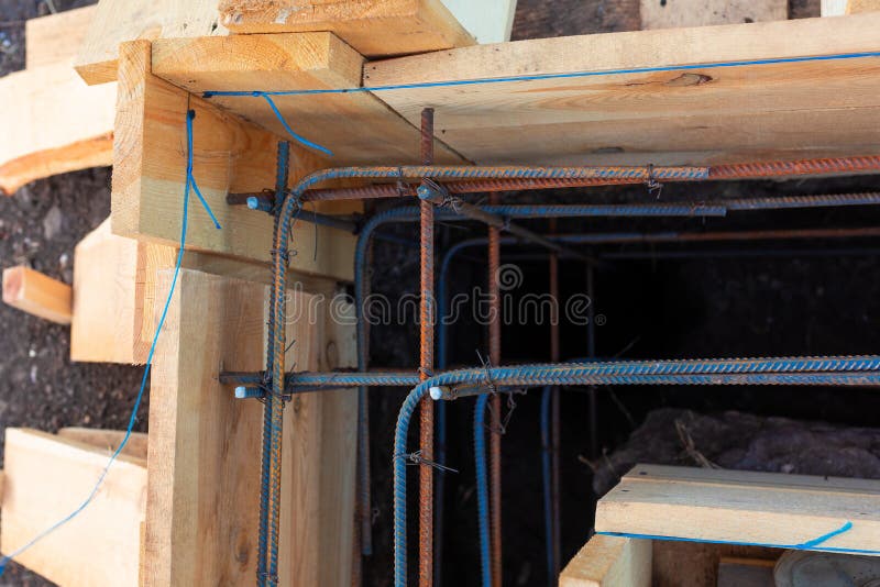 Reinforcement of the Corners for House Foundation Stock Image - Image ...