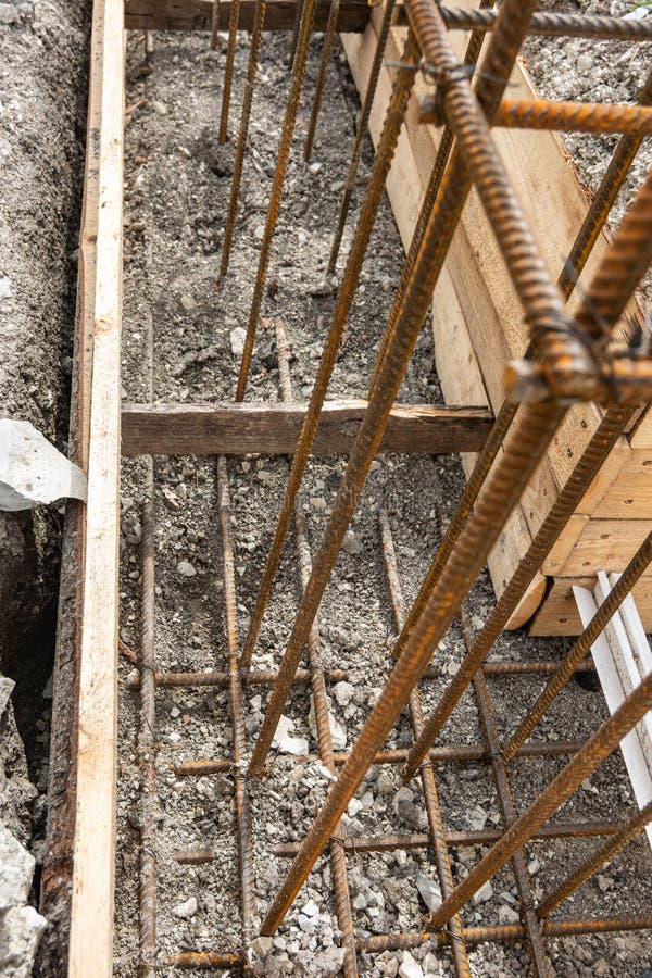 Reinforcement Covered with Earth during Formwork Collapse Stock Photo ...