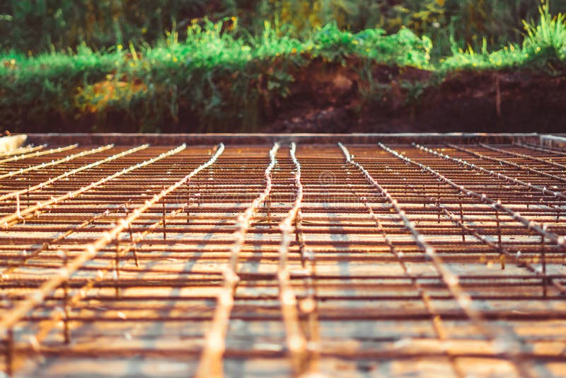 The Rebar in the Foundation Stock Image - Image of pile, bend: 125408871