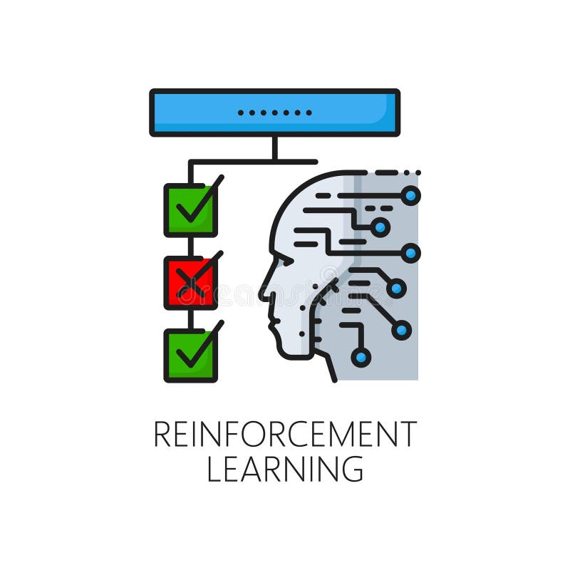 Reinforcement Machine Learning Color Line Icon Stock Vector ...