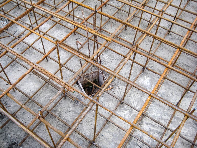 A Reinforcement Steel Grid Forms a Strong Foundation Base, Poised on ...