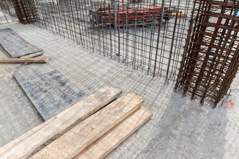 Reinforcement Net of Concrete in the Construction Site Stock Photo ...