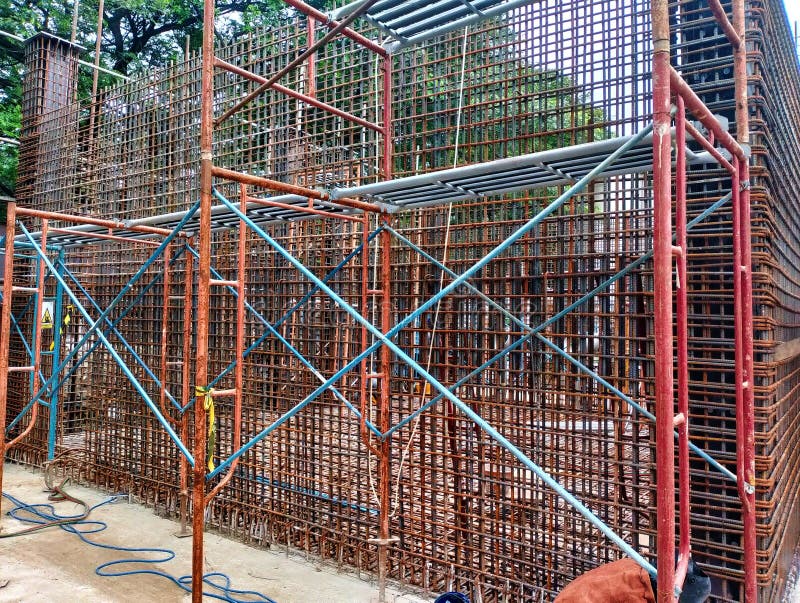 Reinforcement Steel Framework for Concrete Wall Construction Stock ...