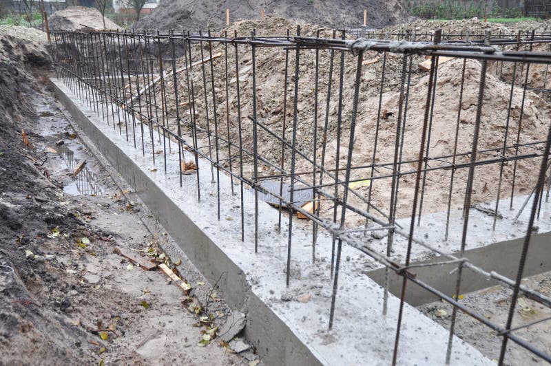 Reinforcement in a Strip Foundation. Foundation Construction Stock ...