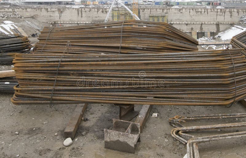 Reinforcement and Structural Steel in Construction Stock Photo - Image ...