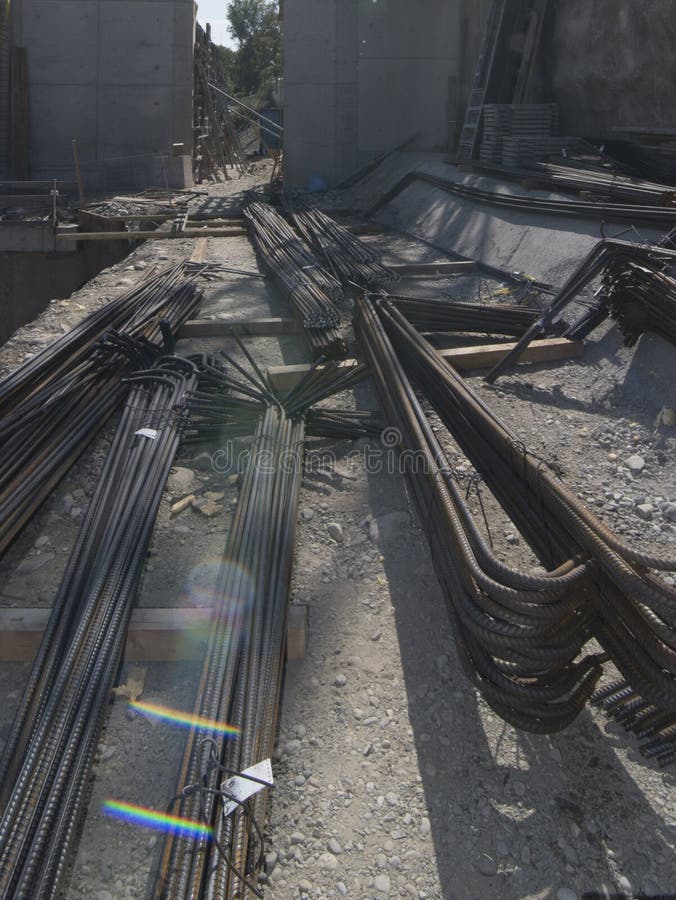 Reinforcement and Structural Steel in Construction Stock Photo - Image ...