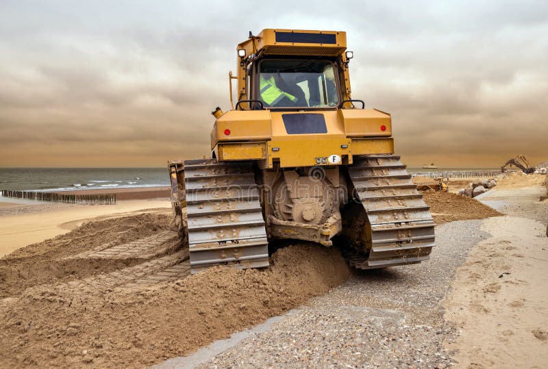 Bulldozer in Action on a Construction Site Stock Image - Image of ...