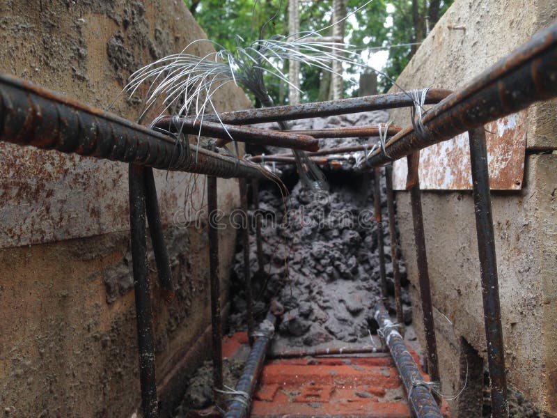 Reinforched Steel or Rod Cage Structure for Building Work Stock Image ...