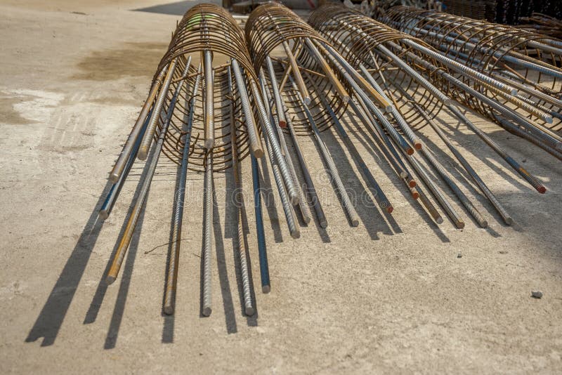 Reinforcing Cages of Round Columns Stock Photo - Image of shuttering ...