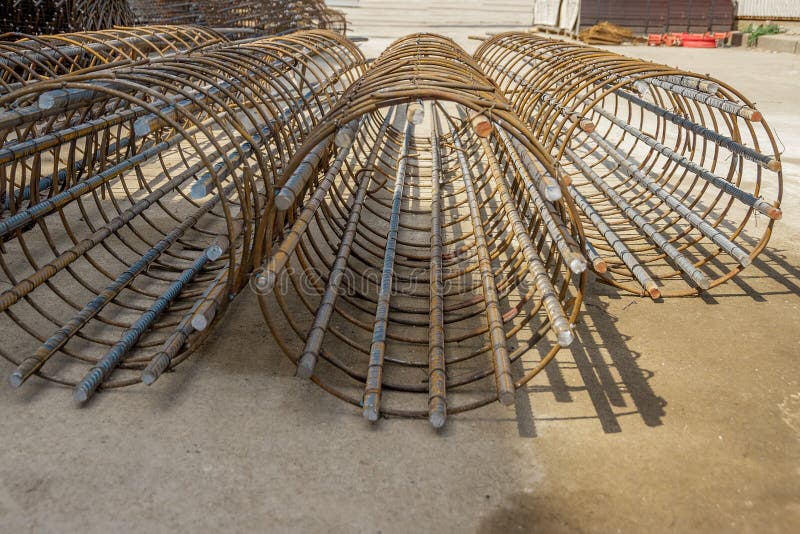 Reinforcing Cages of Round Columns Stock Image - Image of connector ...