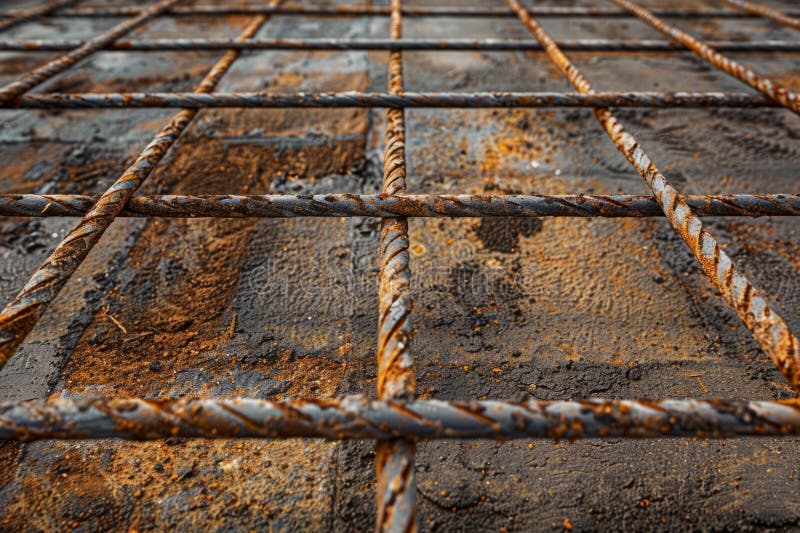 Reinforcing Grid for Pouring Concrete at a Construction Site Stock ...