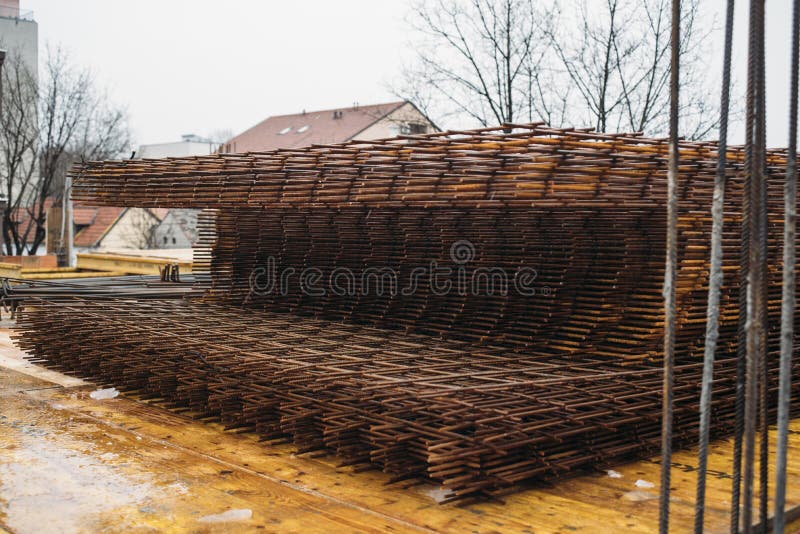 Reinforcing Mesh at Construction Site Stock Image - Image of building ...