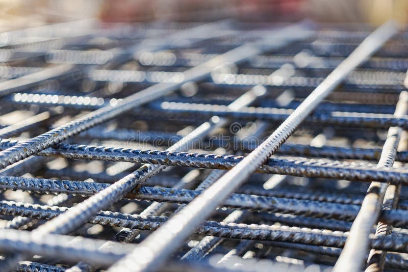 Reinforcing Mesh at the Construction Site. Reinforcing Cages for ...