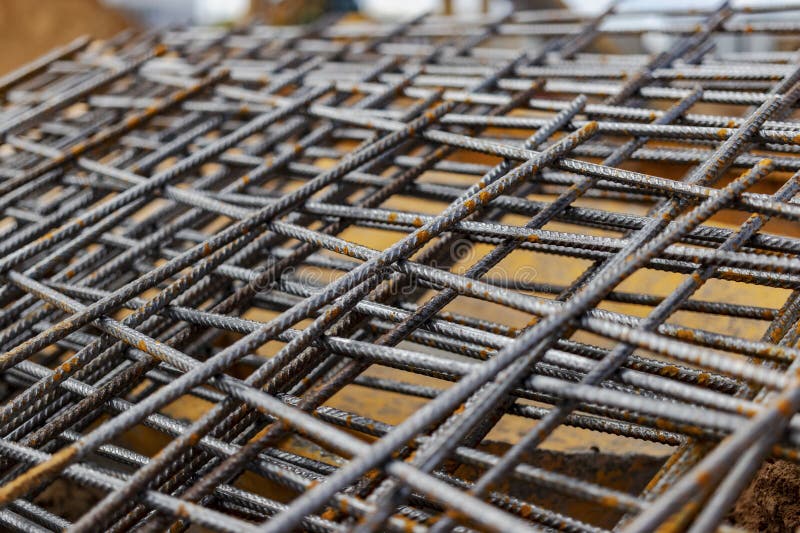 Reinforcing Mesh at the Construction Site. Reinforcing Cages for ...