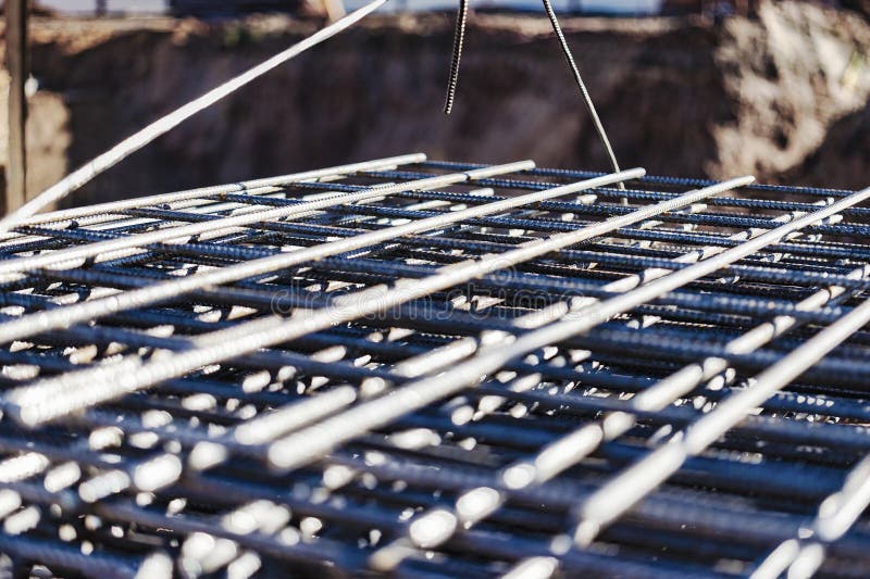 Reinforcing Mesh at the Construction Site. Reinforcing Cages for ...