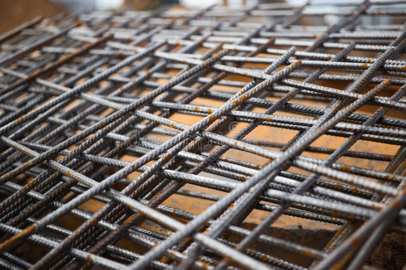 Reinforcing Mesh at the Construction Site. Reinforcing Cages for ...